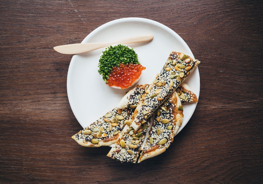 Seeded Flatbread and Roe - '74Escape